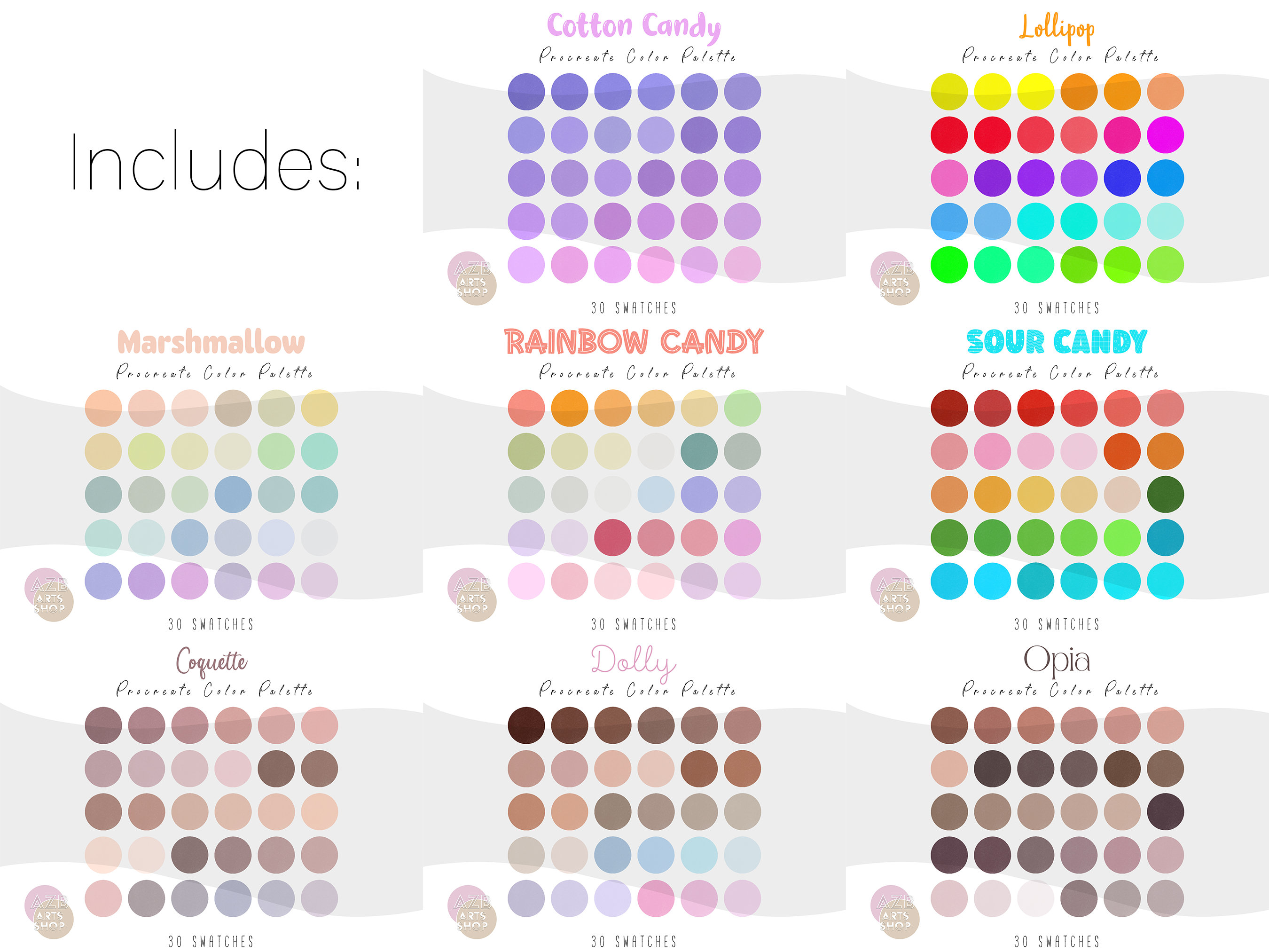 Aesthetic Procreate Color Palette MEGA BUNDLE Color Palette for ...