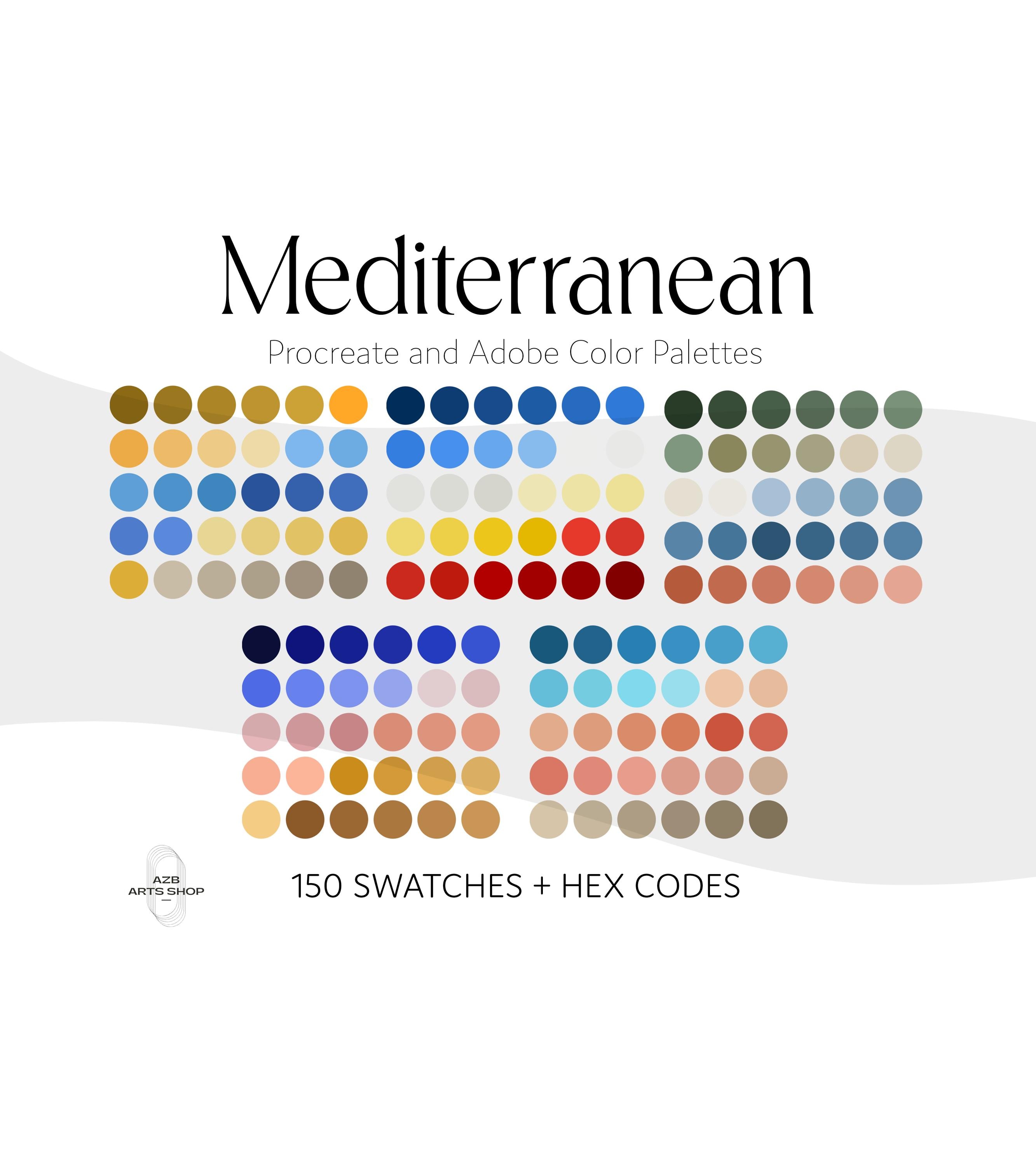 Mediterranean Italy Procreate Adobe Color Palette Bundle, Swatches ...