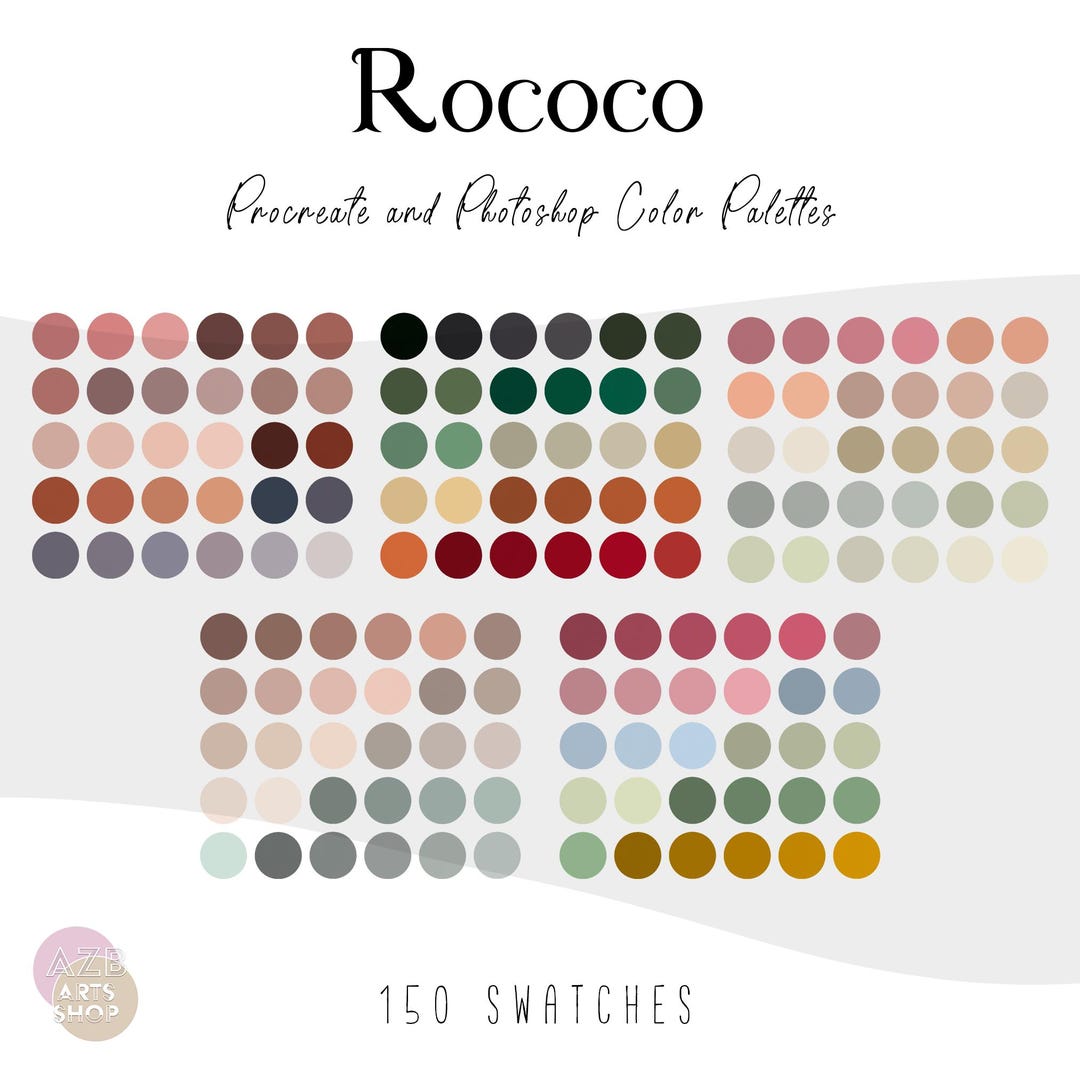 Rococo Procreate & Photoshop Color Palette Bundle | Procreate Swatches ...