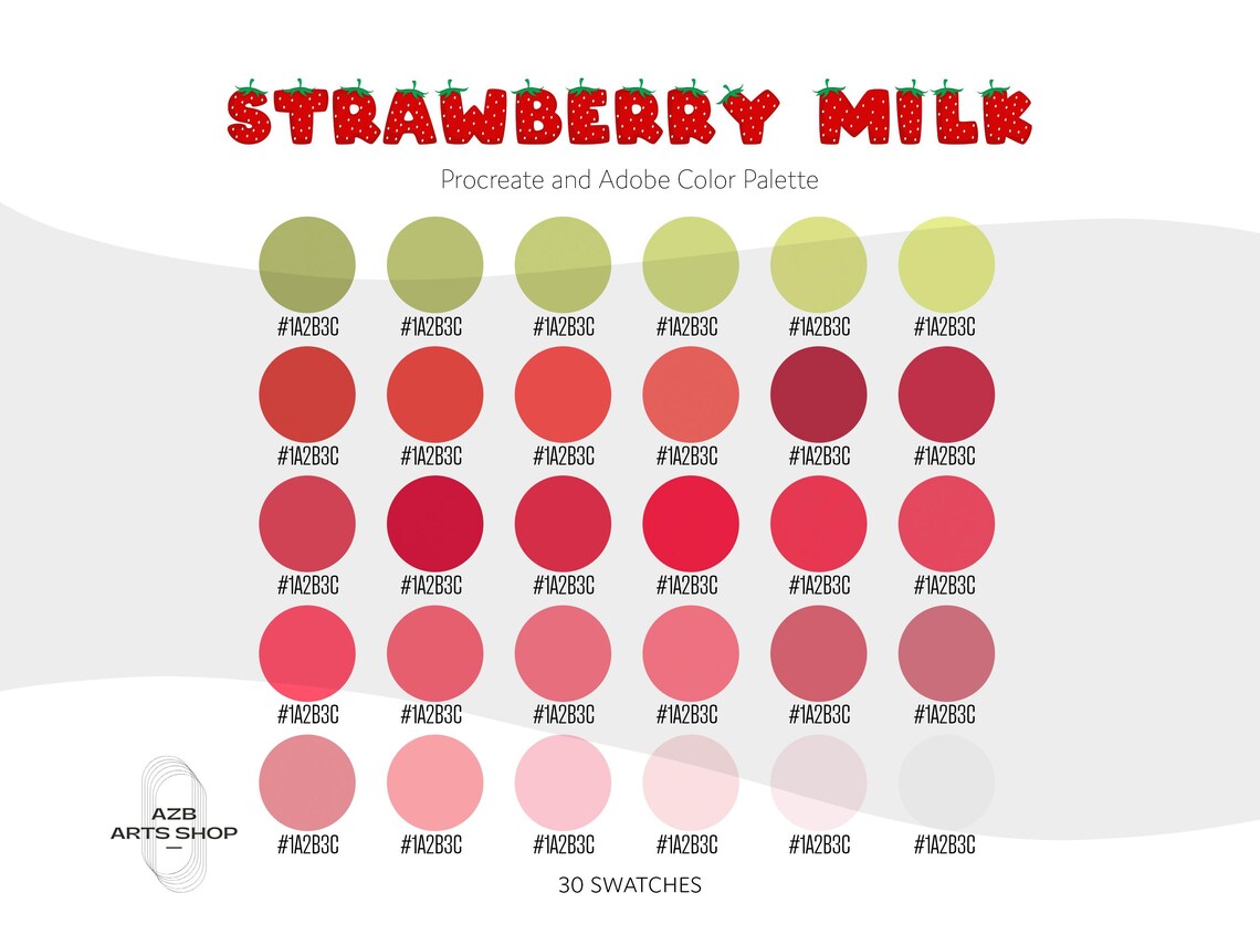 Strawberry Milk Kawaii Cute Pink Latte Procreate & Adobe Color Palette ...