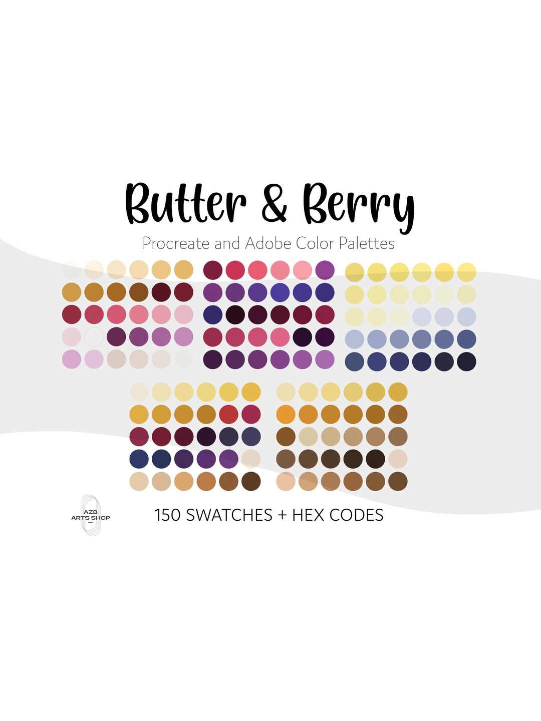 Butter Yellow Berry Tones Pink Procreate & Adobe Color Palette Bundle ...