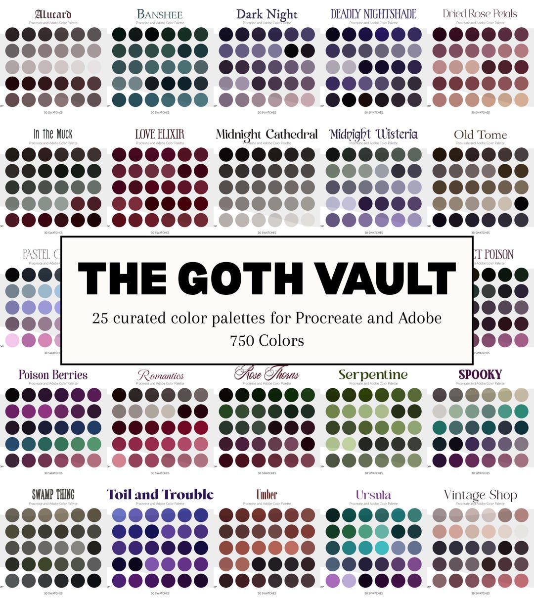 Goth Color Palette Vault | 25 Aesthetic Moody Dark Whimsigoth Emo Color ...
