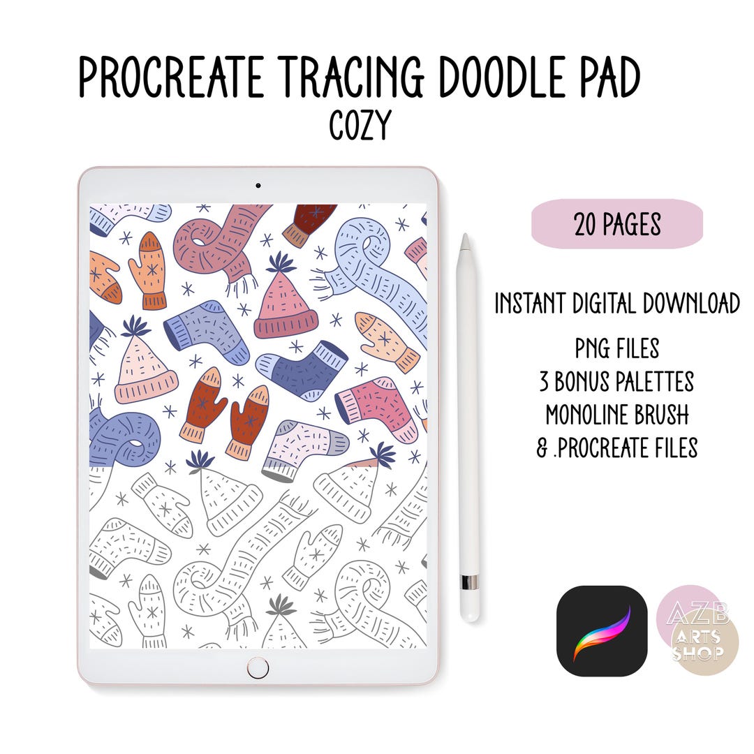 Cozy Hygge Procreate Doodle Pad - 20 Designs, Relaxing Patterns to ...