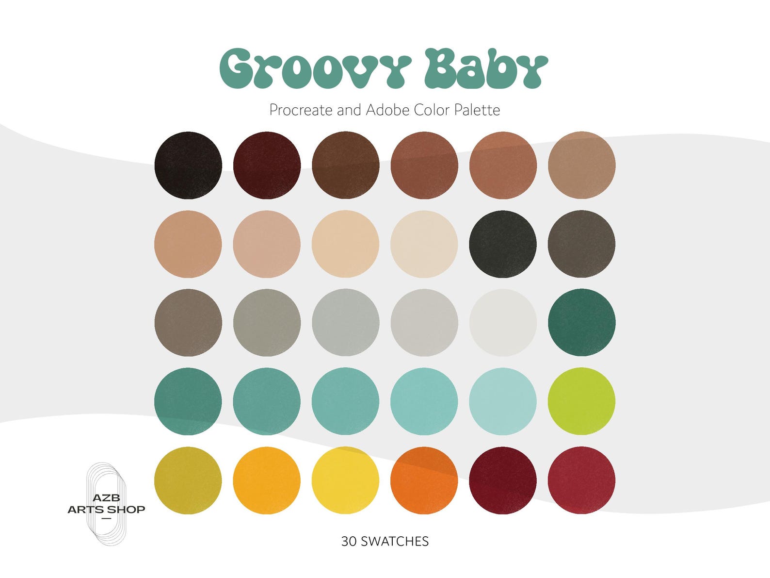 70s Groovy Procreate & Adobe Color Palette Bundle | Procreate Swatches ...