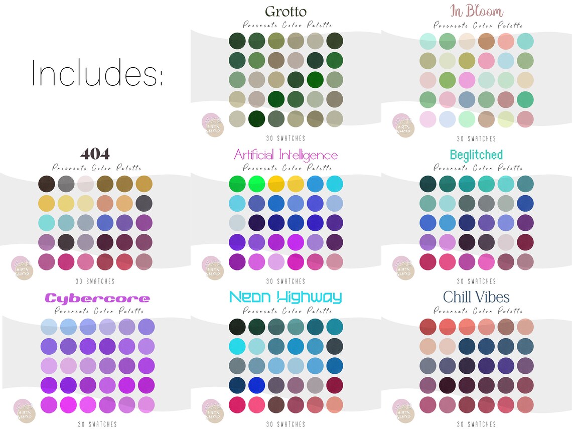 Aesthetic Procreate Color Palette MEGA BUNDLE | Color Palette for ...
