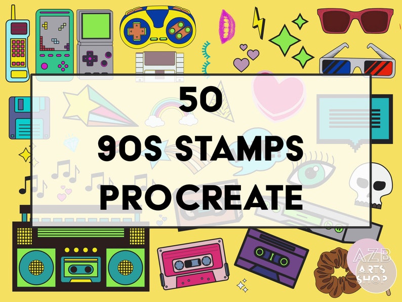 90s Procreate Stamps 50 Procreate Stamps Procreate Stamps 1990s Stamps ...