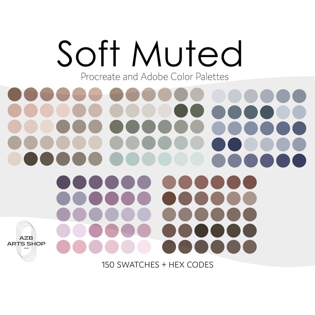 Soft Muted Earthy Neutral Procreate & Adobe Color Palette Bundle ...
