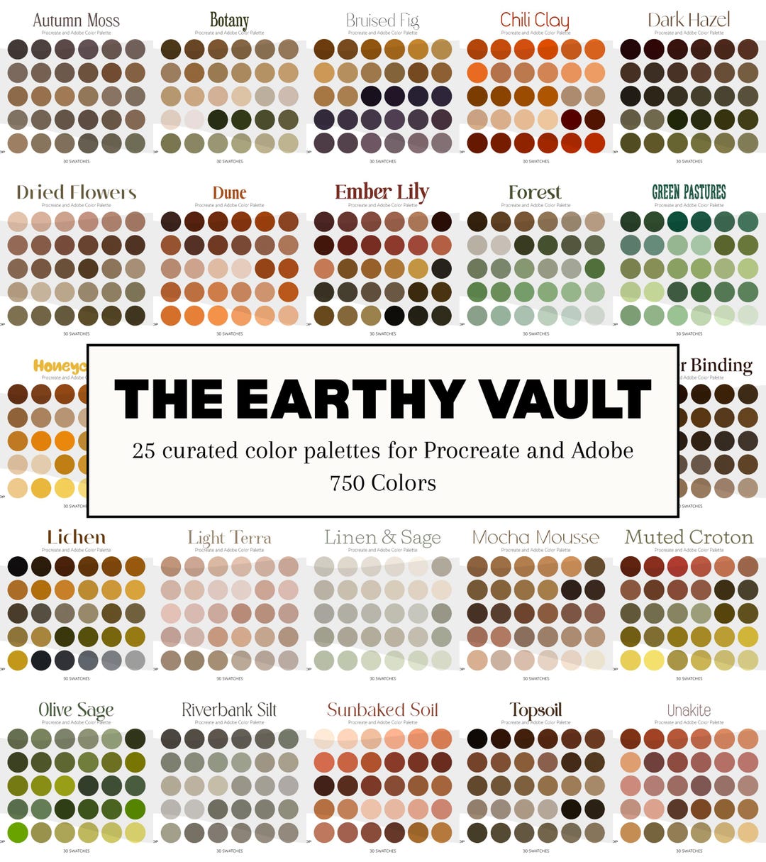 Earthy Earth Tone Nature Warm Color Palette Vault | 25 Aesthetic Color ...
