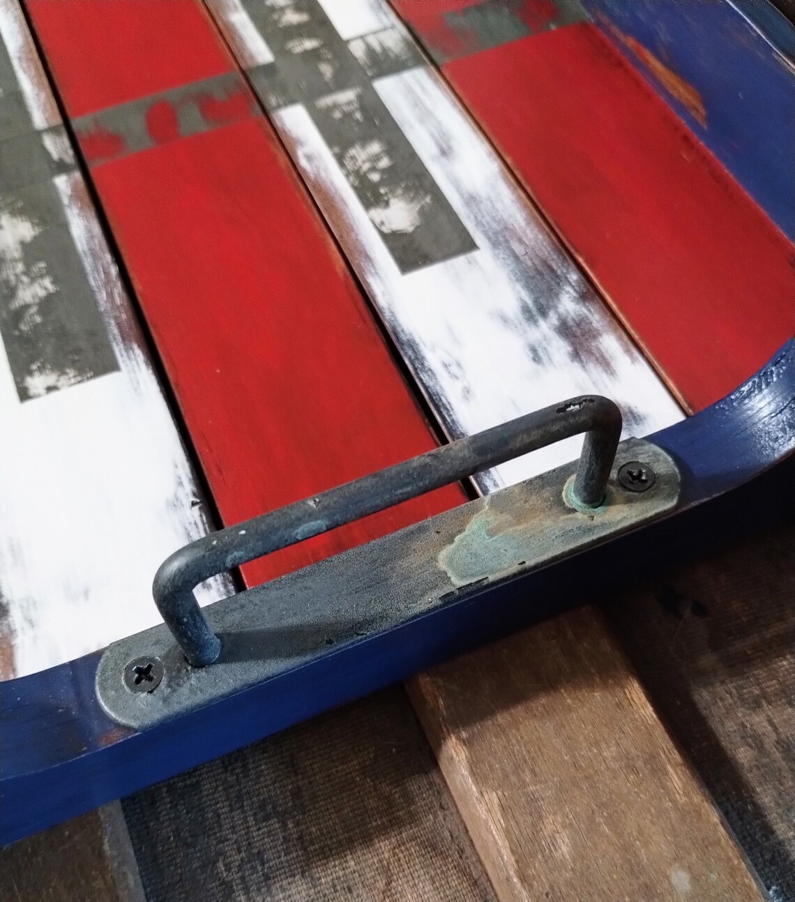 Handcrafted Patriotic Wood Tray With Tic-tac-toe Game Rustic American ...