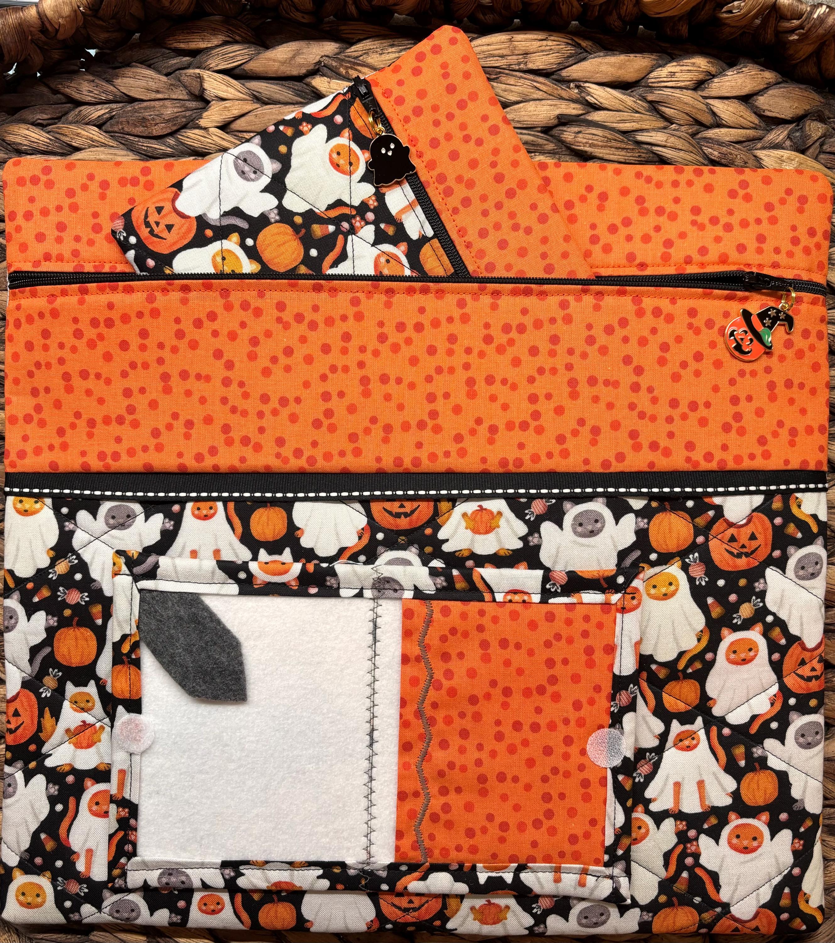 Meow-or-treat Project Bag>quilted>halloween Zipper Pull>full Fabric or ...
