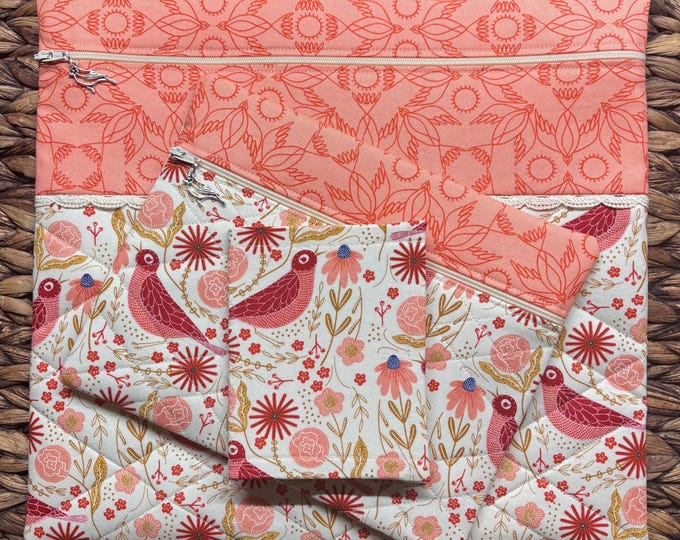 Song Bird Project Bag>quilted>bird Zipper Pull>full Fabric>spring>cross ...