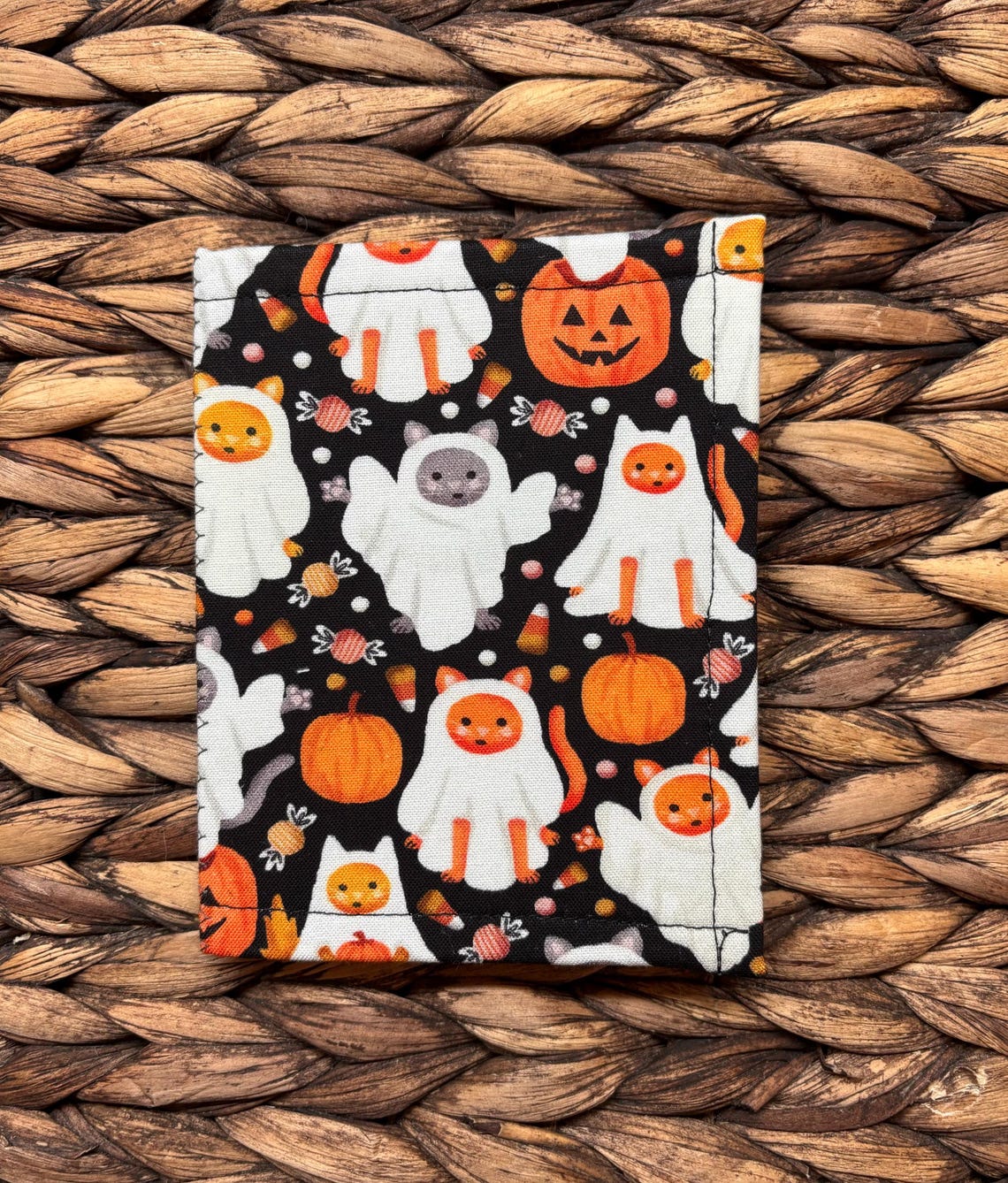 Meow-or-treat Project Bag>quilted>halloween Zipper Pull>full Fabric or ...