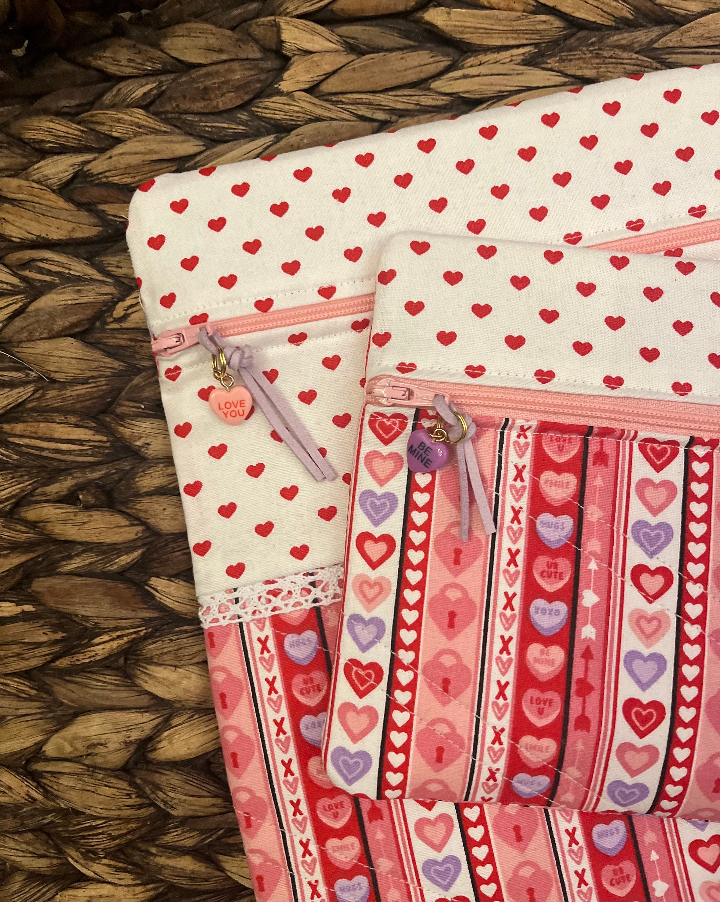 Mini Hearts Project Bagplus FREE Giftquiltedconversation Heart Zipper ...