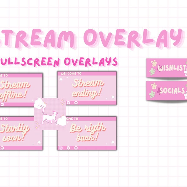 Girly Twitch Overlay - Etsy