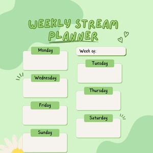 Stream Planner for Twitch Streamers Green Themed Weekly Planner PDF - Etsy
