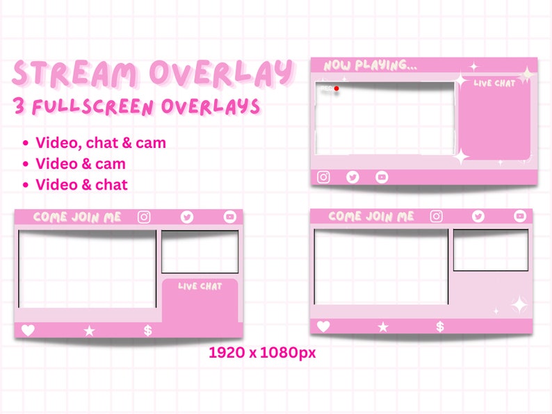 Cute Stream Overlay Pack | Pink Theme | Flower Theme | Girly | Starting ...