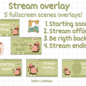 Cute Cozy Stream Overlay Pack Green Soft Theme Flower Cozy Theme ...