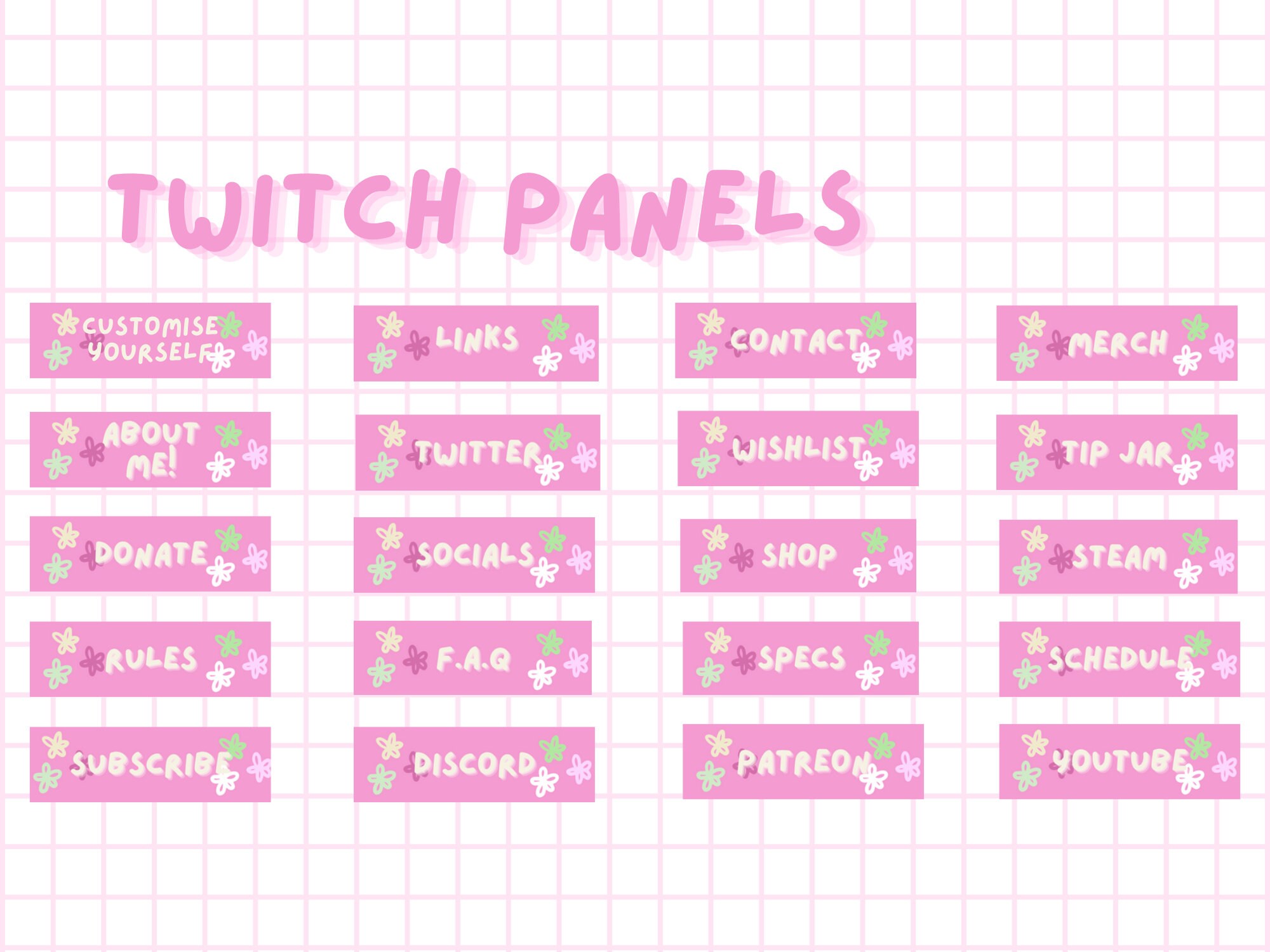 Cute Stream Overlay Pack Pink Theme Flower Theme Girly Starting Stream ...