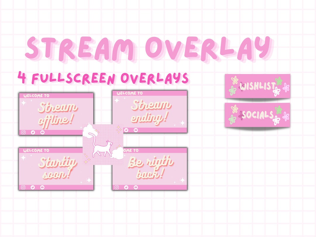 Cute Stream Overlay Pack | Pink Theme | Flower Theme | Girly | Starting ...