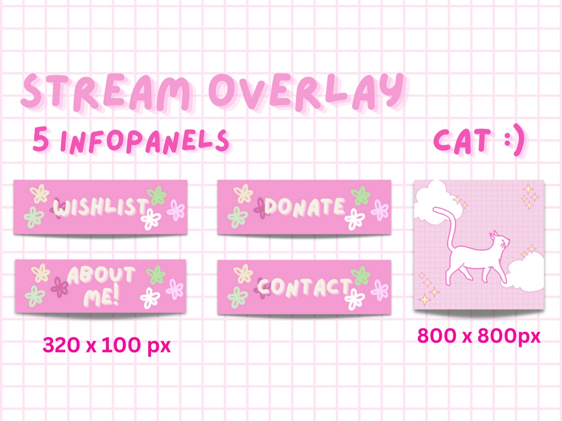 Cute Stream Overlay Pack Pink Theme Flower Theme Girly - Etsy