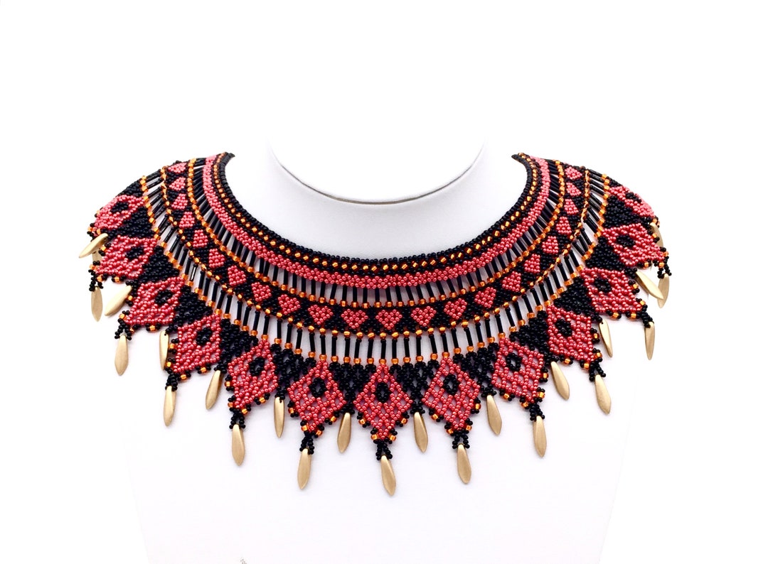 Hearts and Diamonds Netted Collar PDF Tutorial - Etsy