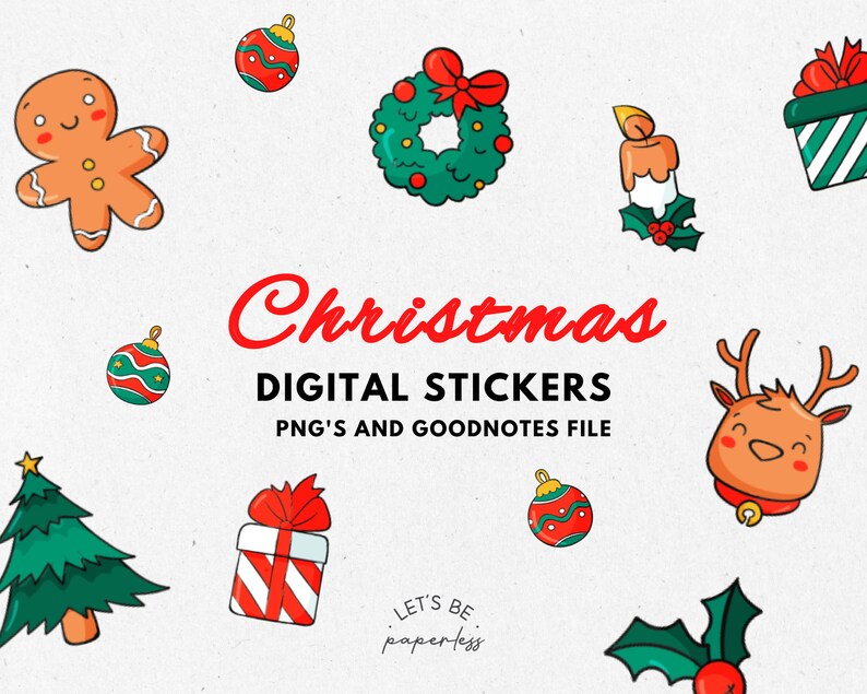 Christmas Stickers for Digital Planner, Goodnotes Stickers Precropped ...