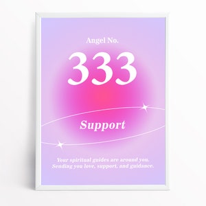 Aura Angel Number 333 Poster Instant Printable Download, Pink Gradient ...