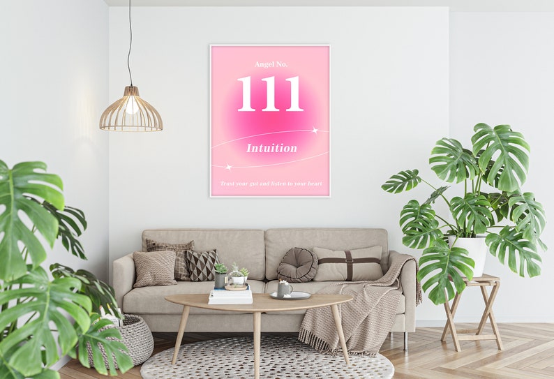 Aura Angel Number 111 Poster Instant Printable Download Pink - Etsy