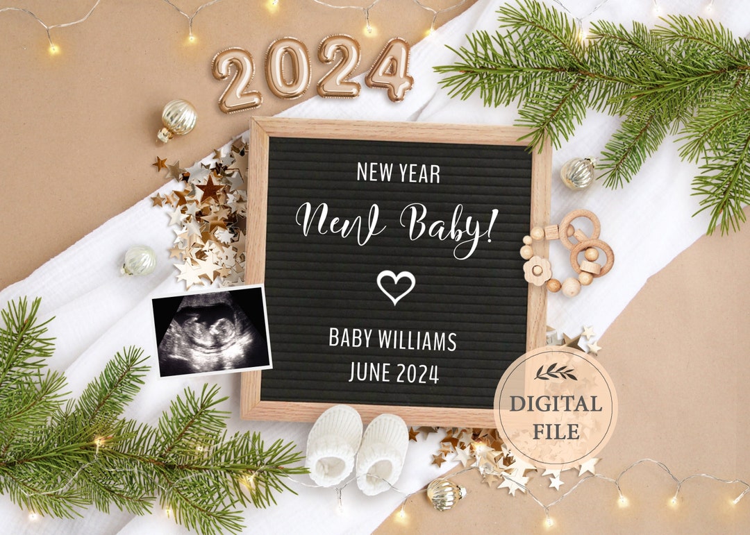 New Years Eve Baby Announcement Digital for Social Media, Winter ...