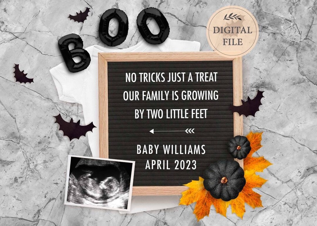 Halloween Digital Pregnancy Announcement for Social Media With Sonogram ...