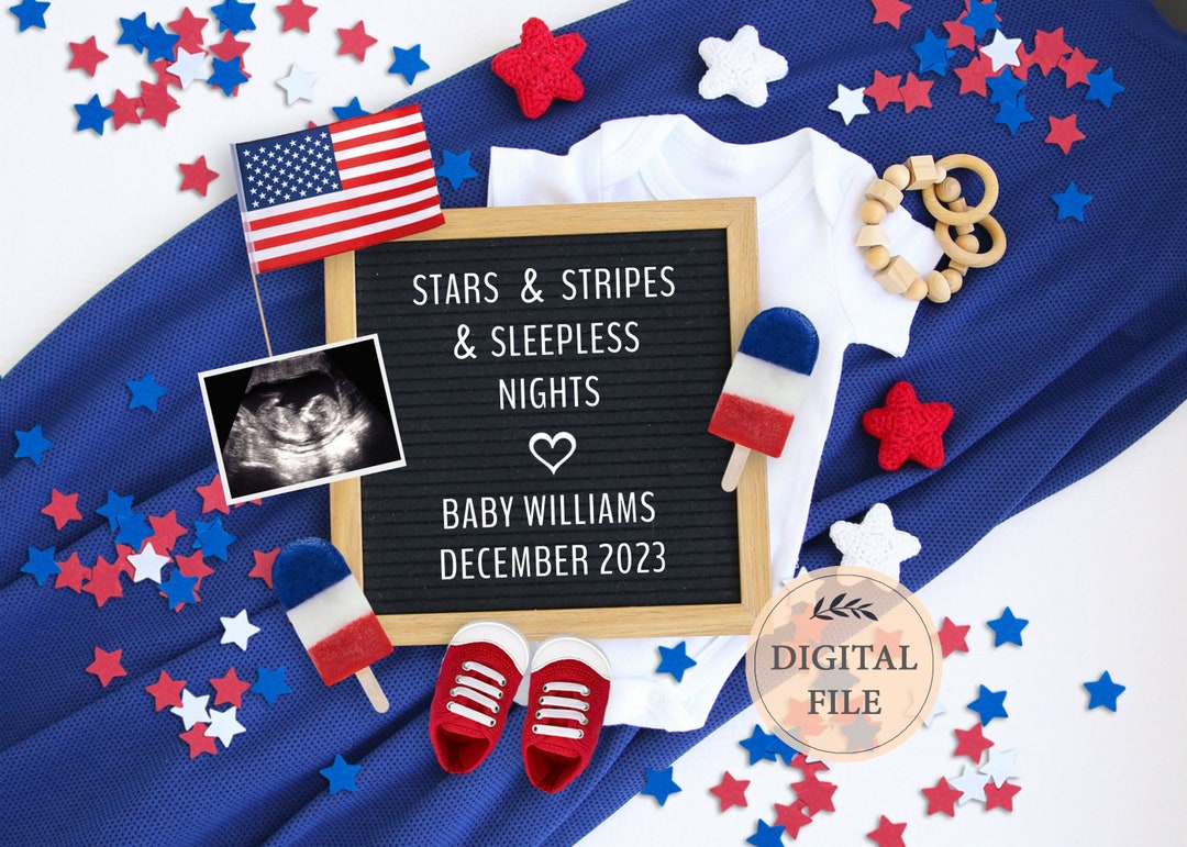 4th of July Digital Baby Announcement for Social Media, Fourth of July ...