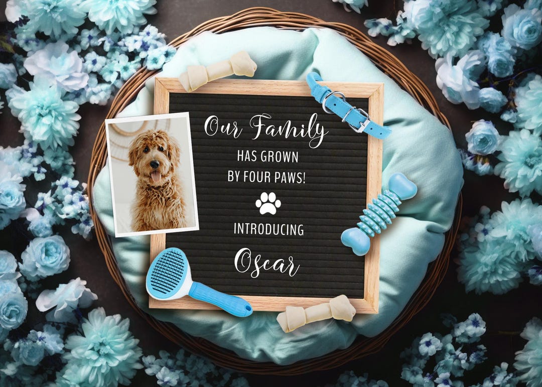 Dog Announcement for Social Media, Digital Puppy Announcement, New ...