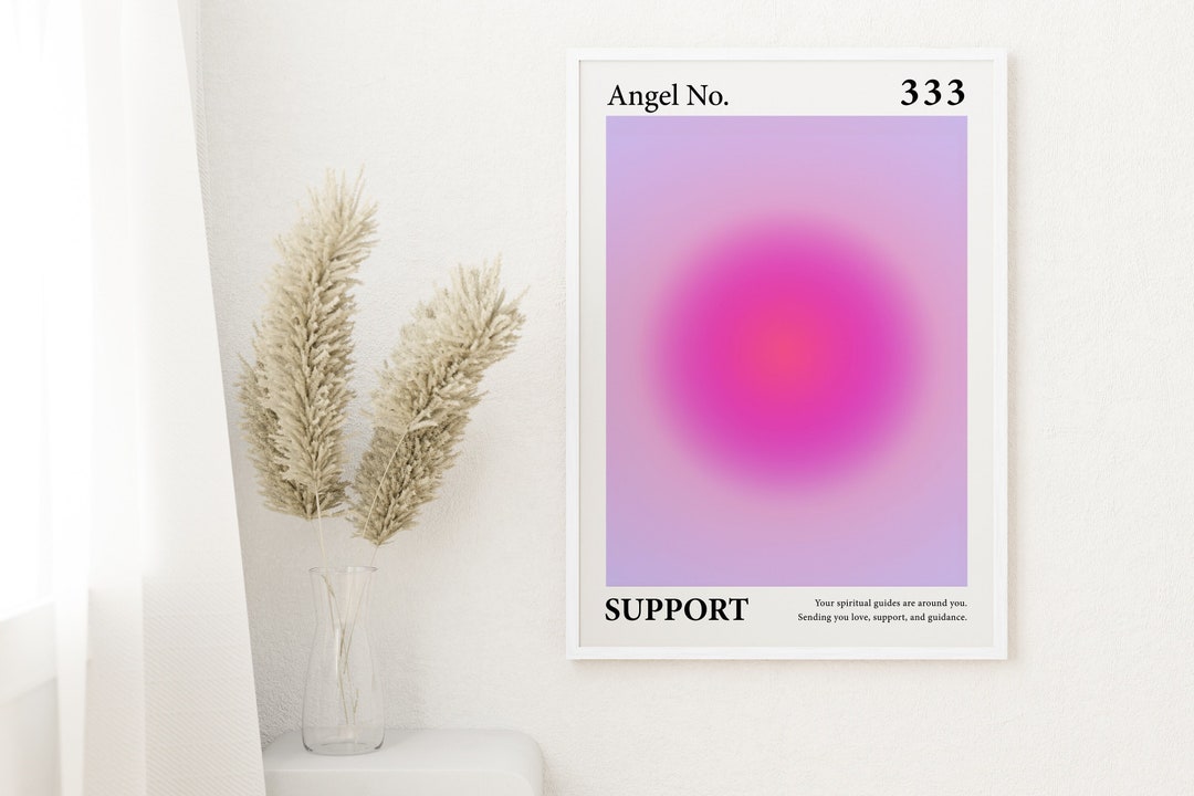 Aura Angel Number 333 Poster Printable Wall Art, Pink Gradient Poster ...