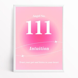 Aura Angel Number 111 Poster Instant Printable Download, Pink Gradient ...