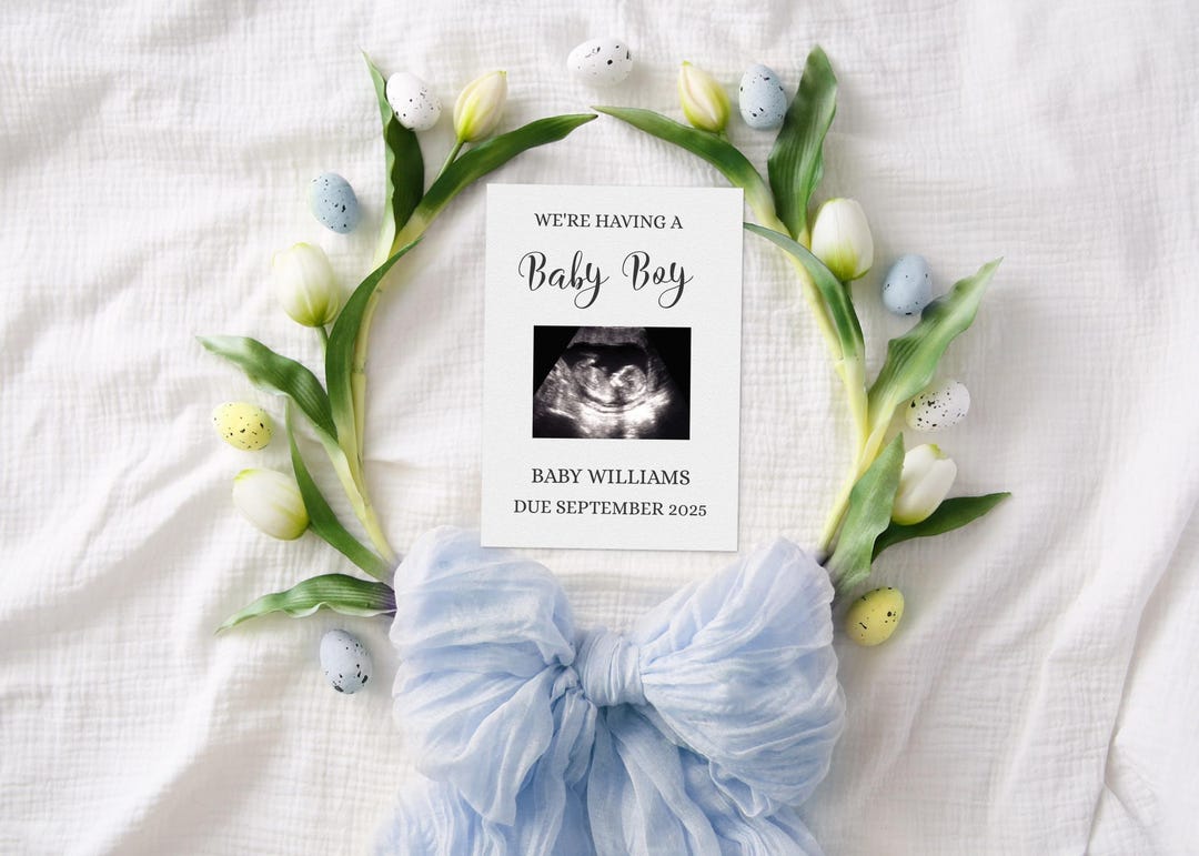 Baby Boy Easter Pregnancy Announcement Digital, Spring Baby ...