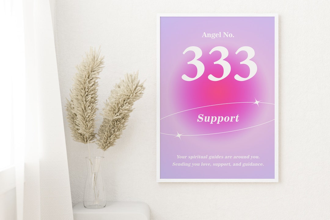 Aura Angel Number 333 Poster Instant Printable Download, Pink Gradient ...
