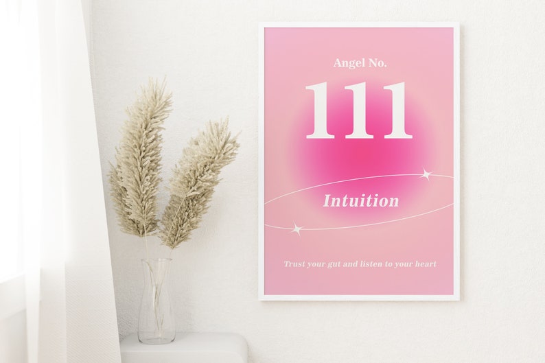 Aura Angel Number 111 Poster Instant Printable Download Pink - Etsy