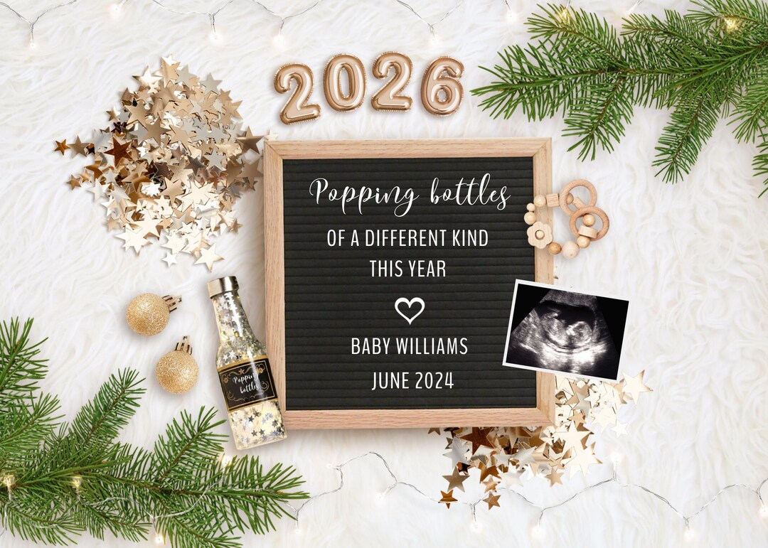 Editable New Years Eve Pregnancy Announcement Digital for Social Media ...