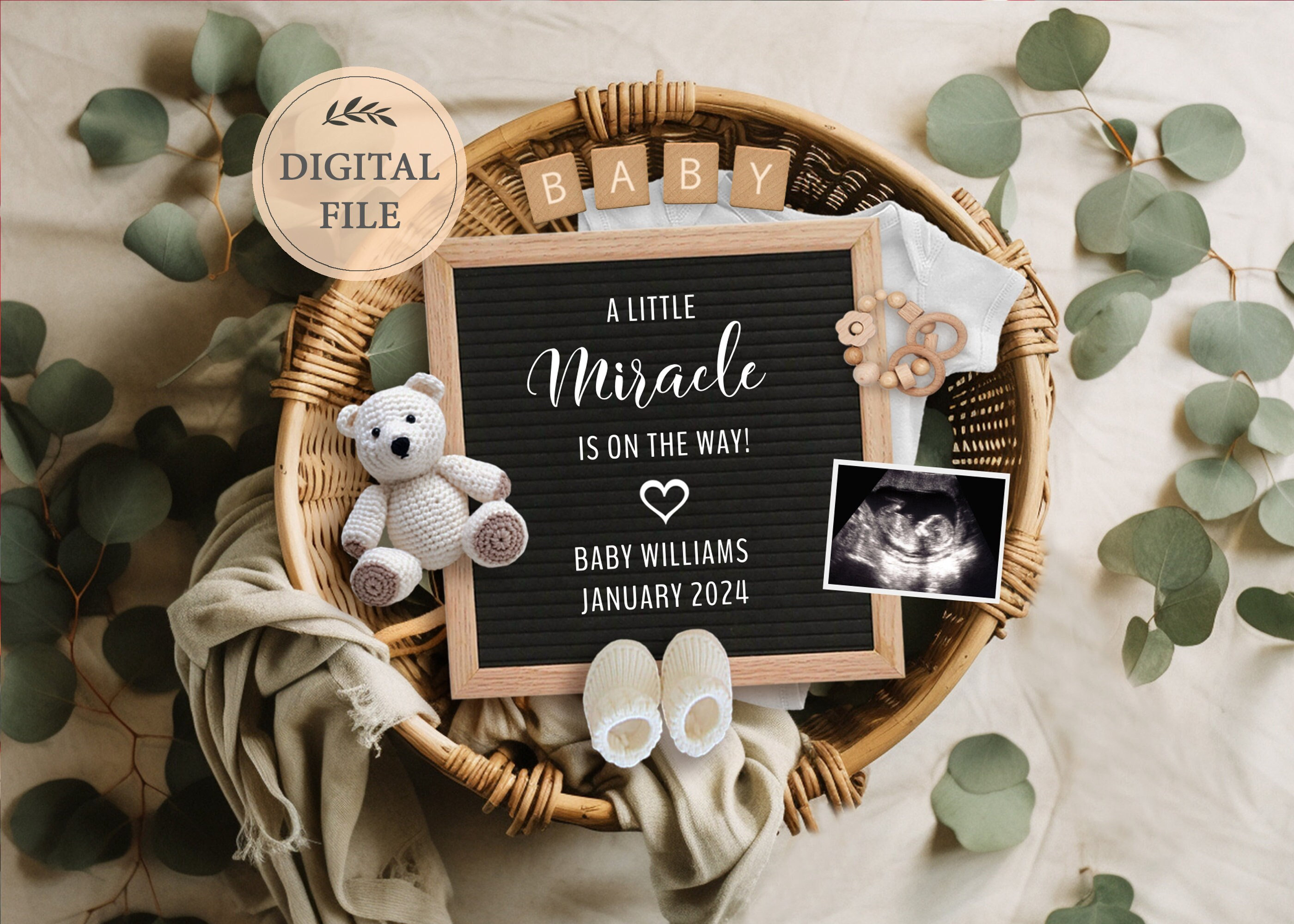 Gender Neutral Digital Pregnancy Announcement for Social - Etsy