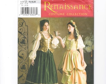 Simplicity 4731 Womens Renaissance Dress Size 12 14 16 18 20 Bust 34 36 ...