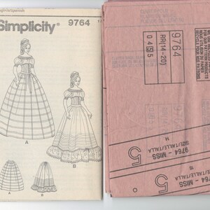 Simplicity 9764 Women's Crinoline Hoopskirt Petticoat Size 14 16 18 20 ...