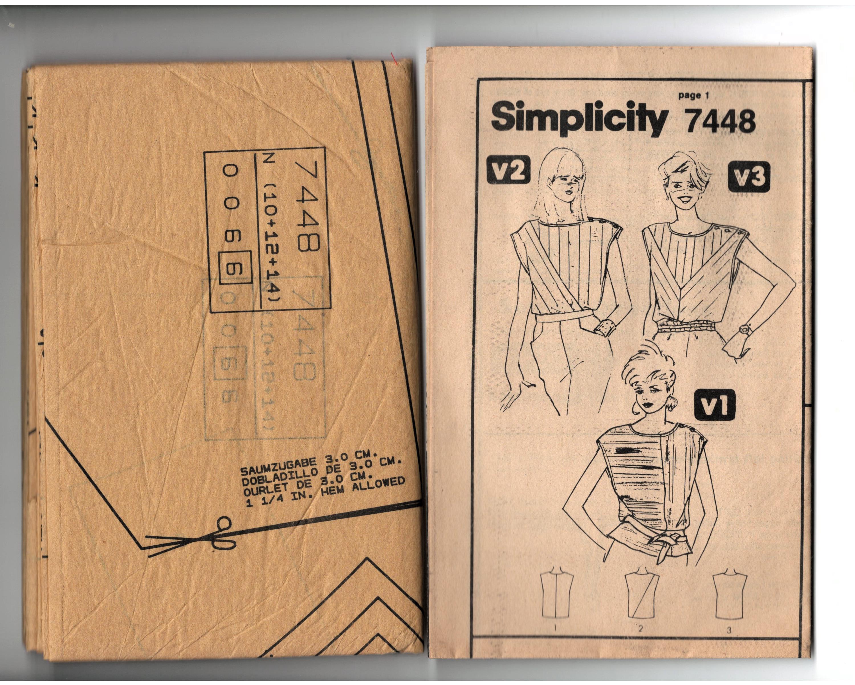 Simplicity 7448 Misses' Striped Tops Size 10 12 14 Bust 32.5 34 36 Easy ...