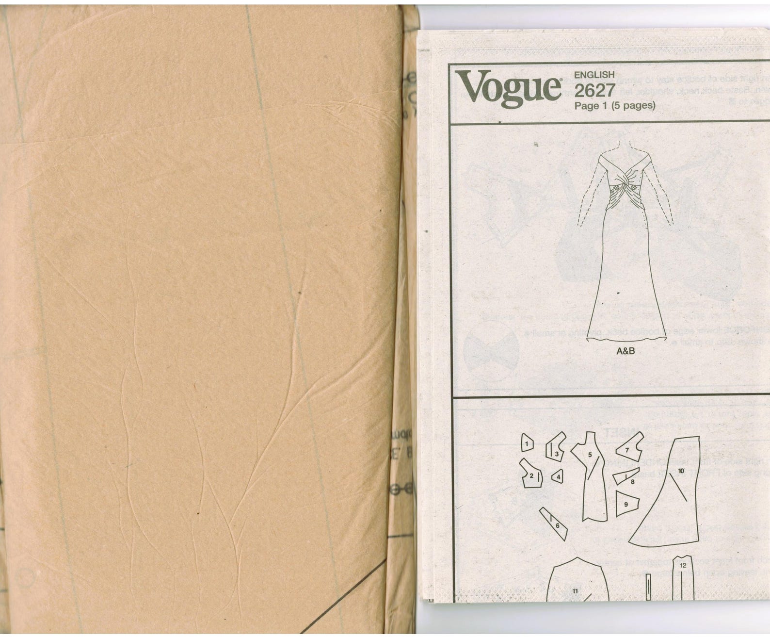 Vogue 2627 Wedding Dress Misses Size 8 10 12 Bust 31.5 32.5 34 Attached ...