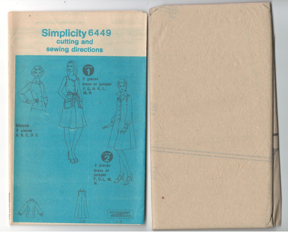 Simplicity 6449 Misses' Tent Dress, Jumper & Blouse Size 14 Bust 36 ...