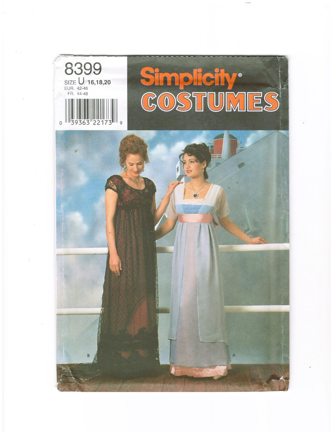Simplicity 8399 Women's Titanic Costume Plus Size 16 18 20 Bust 38 40 ...