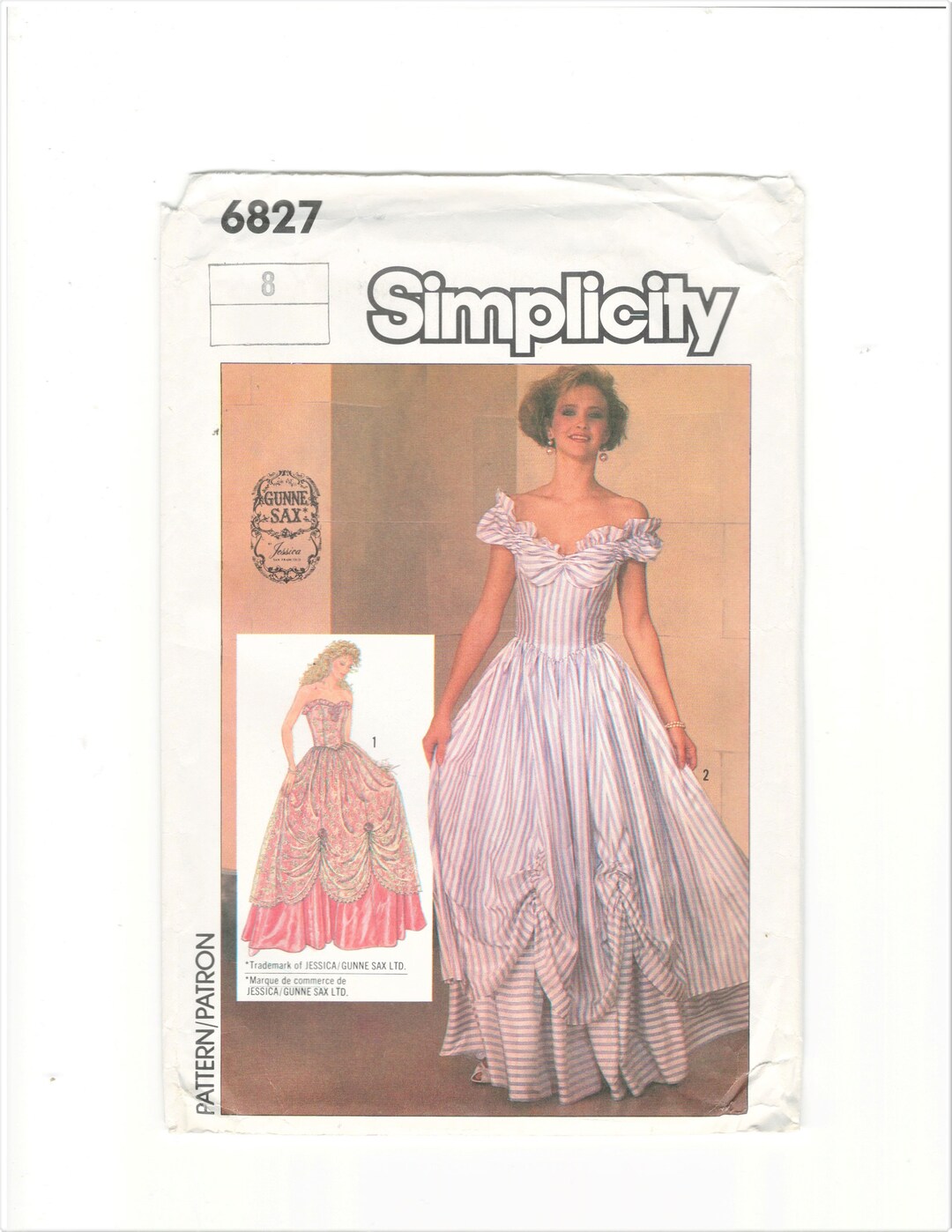 Simplicity 6827 Gunne Sax Dress Size 8 Bust 31.5 Floor Length Evening ...