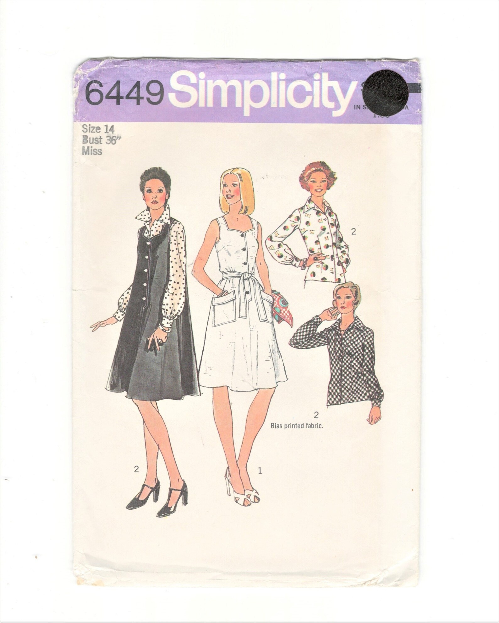Simplicity 6449 Misses' Tent Dress, Jumper & Blouse Size 14 Bust 36 ...