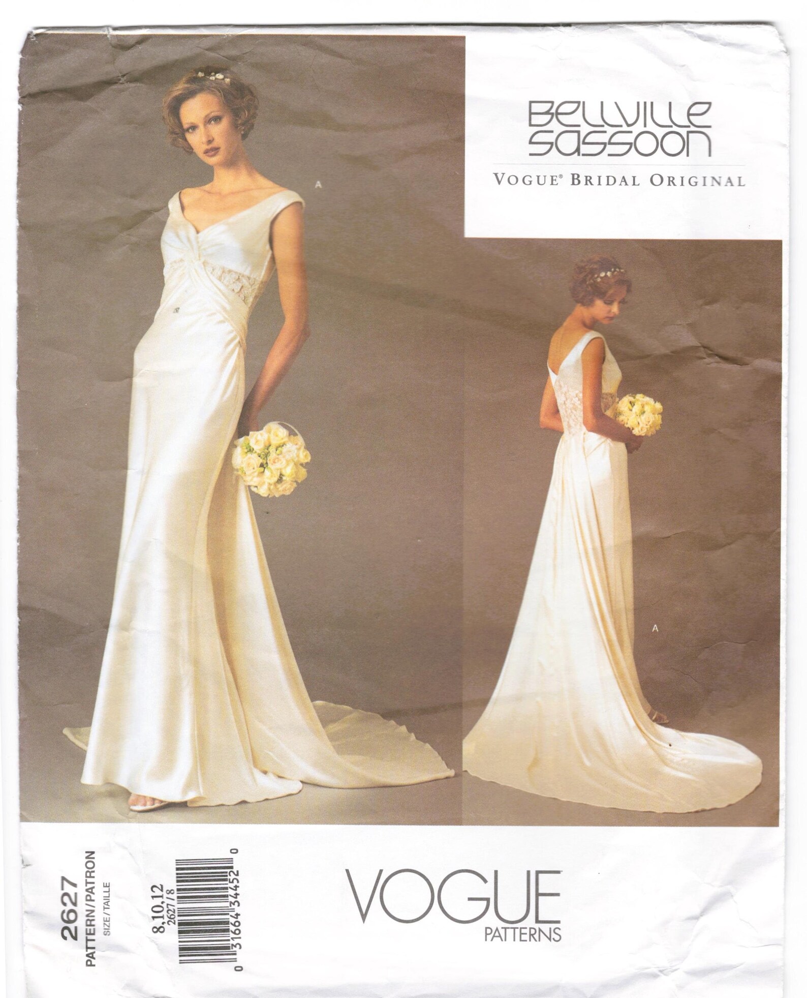 Vogue 2627 Wedding Dress Misses Size 8 10 12 Bust 31.5 32.5 34 Attached ...