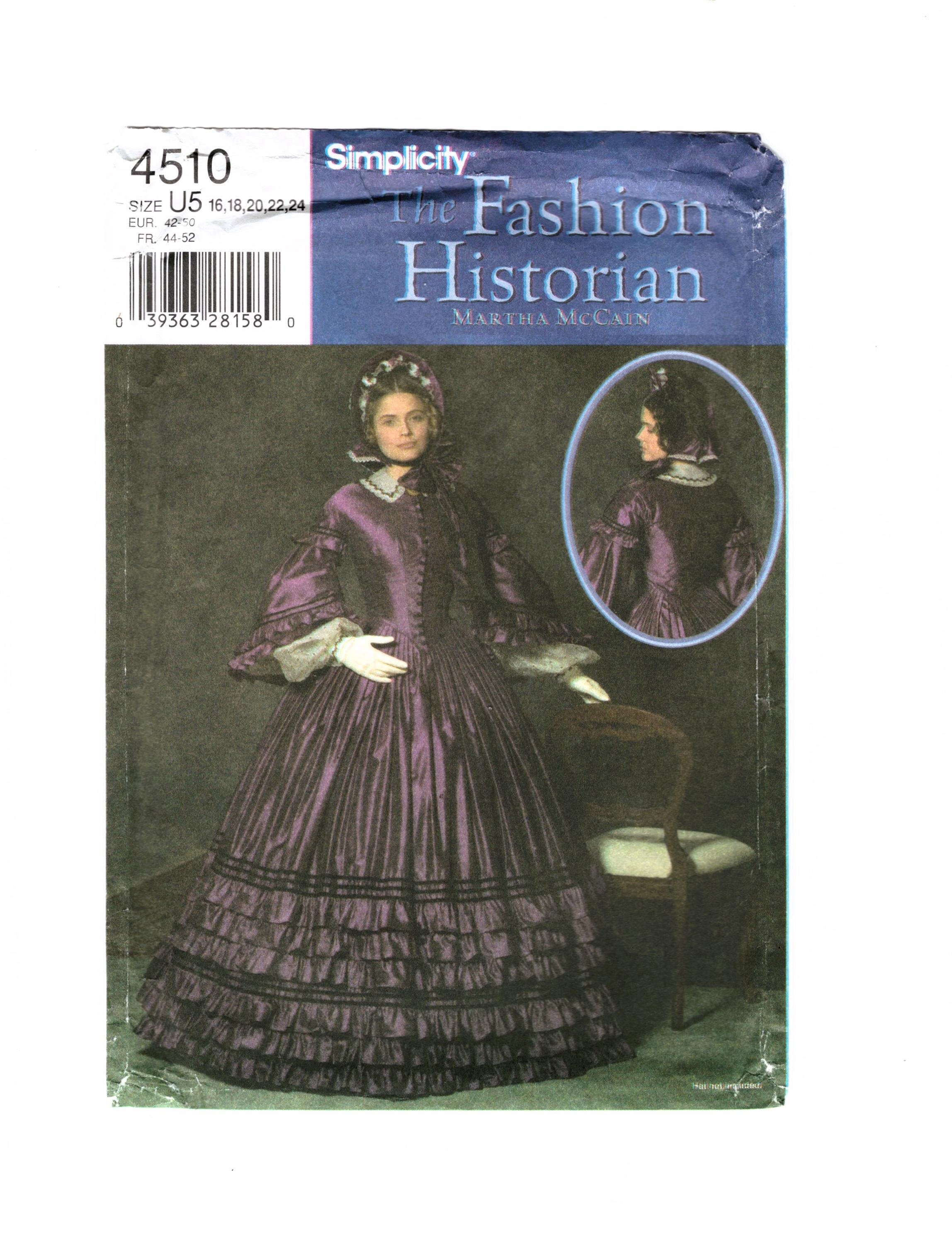 Simplicity 4510 Women's Costume Plus Size 16 18 20 22 24 Fashion ...