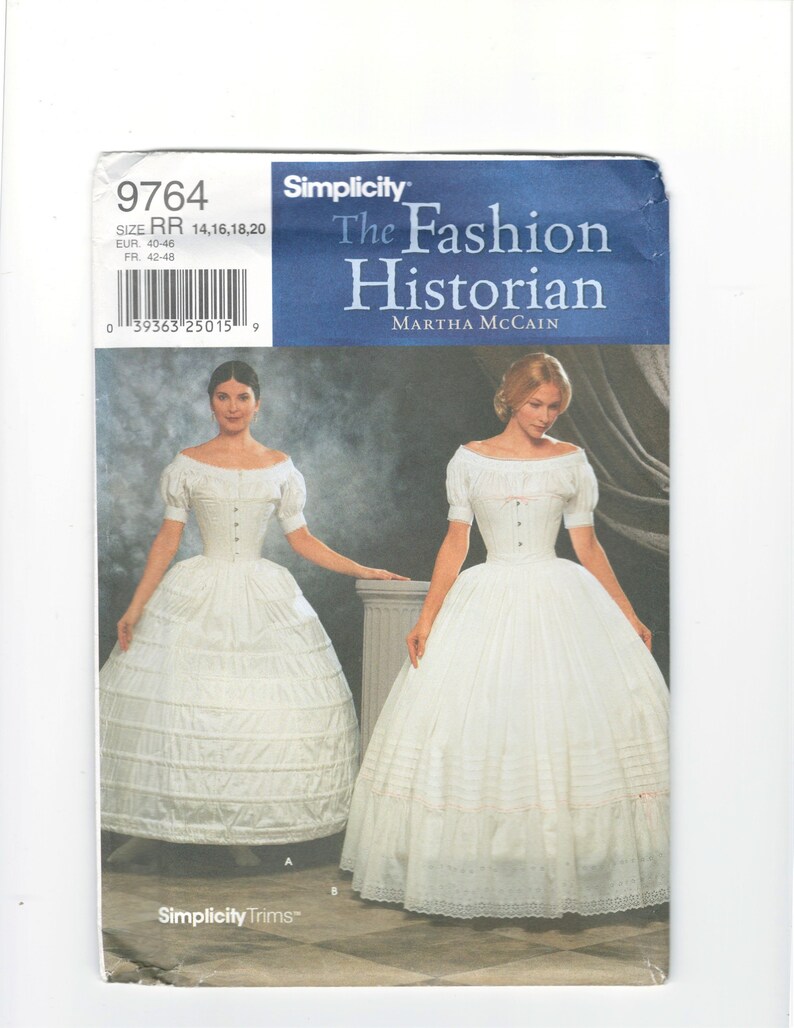 Simplicity 9764 Women's Crinoline Hoopskirt Petticoat Size 14 16 18 20 ...